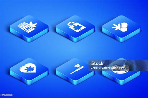 마리화나 의료용 병 흡연 파이프 마리화나 잎 심장 쇼핑 종이 봉지 및 알약 아이콘으로 쿠키를 설정하십시오 벡터 3차원 형태에 대한 스톡 벡터 아트 및 기타 이미지 Istock