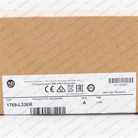 Allen Bradley CompactLogix 2 MB ENet Controller 1769 L33ER Automationwithus