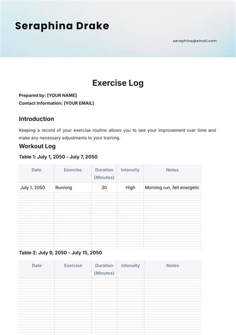 Free Exercise Log Template To Edit Online
