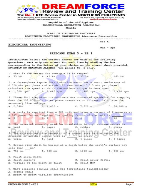 Preboard 3 Ee 1 1 Pdf Transformer Inductor