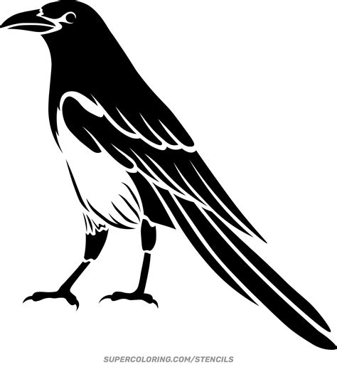 stencil of magpie free printable papercraft templates