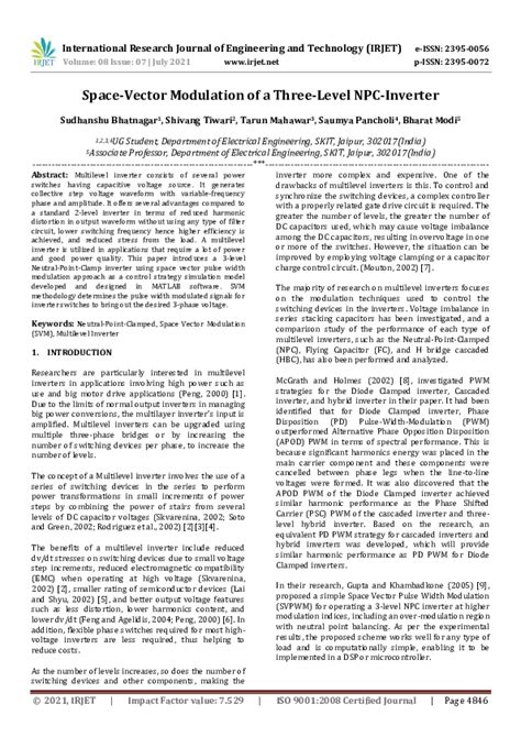 Pdf Irjet Space Vector Modulation Of A Three Level Npc Inverter