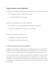 Pareto Efficiency Docx Simple Example Of Pareto Efficiency Consider The Following Background