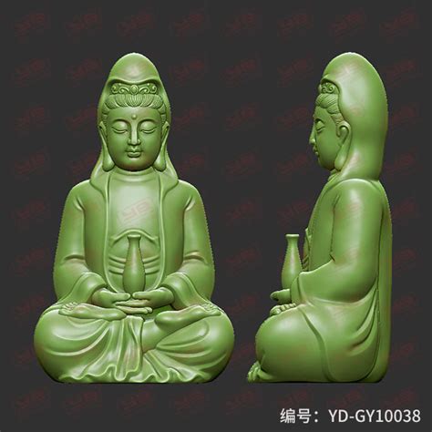圆雕精雕图YD GY 观音 玉邦数控