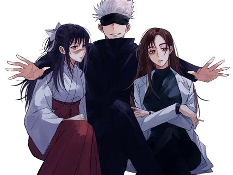 Gojou Satoru Ieiri Shoko And Iori Utahime Jujutsu Kaisen Drawn By