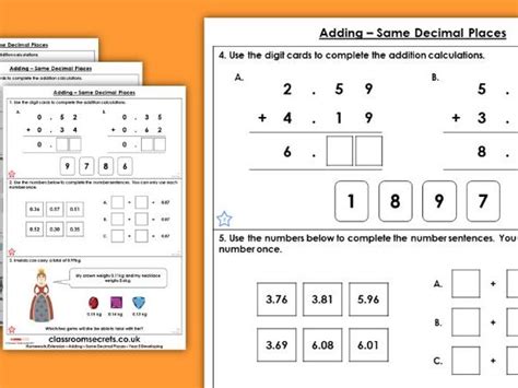 year 5 adding same decimal places summer block 1 maths homework
