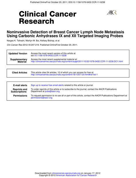 Pdf Noninvasive Detection Of Breast Cancer Lymph Node Metastasis