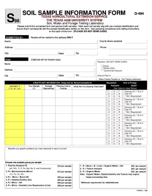 Fillable Online Agrilife Soil Submittal Copy PDF Agrilife Fax Email Print PdfFiller