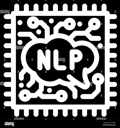 language processor chip nlp glyph icon vector illustration stock vector