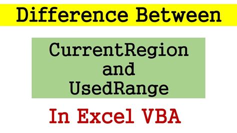 Difference Between Usedrange And Currentregion In Vba In Hindi Youtube