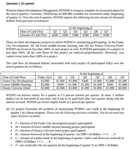 Solved Question 1 25 ﻿points ﻿winston Salem Development