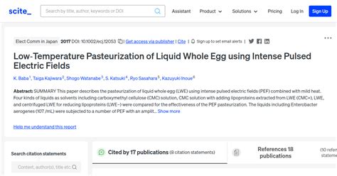 Low Temperature Pasteurization Of Liquid Whole Egg Using Intense Pulsed Electric Fields [scite