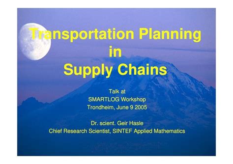 Pdf Transportation Planning In Supply Chains Traveling Salesman Problem Tsp Computing Time