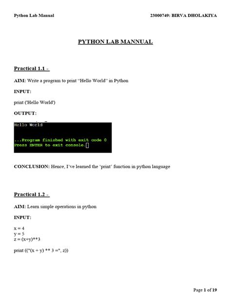 Python Lab Manual Pdf Parameter Computer Programming Discrete
