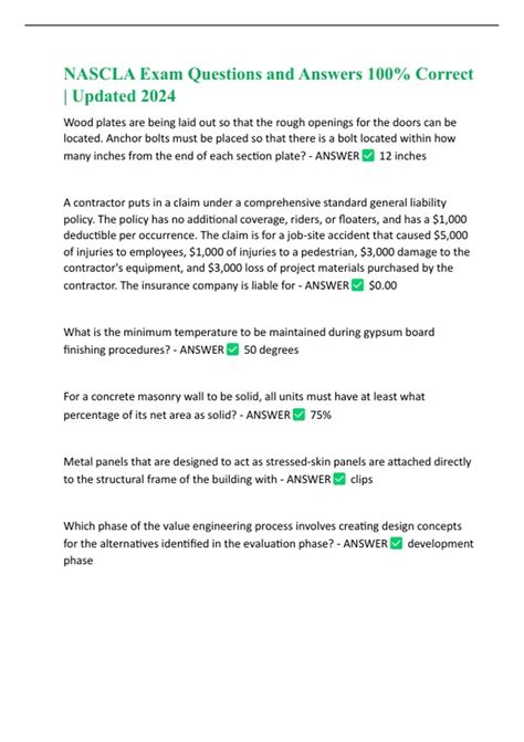 Nascla Bundled 2024 Exam Questions And Answers With Complete Solutions 100 Correct Updated