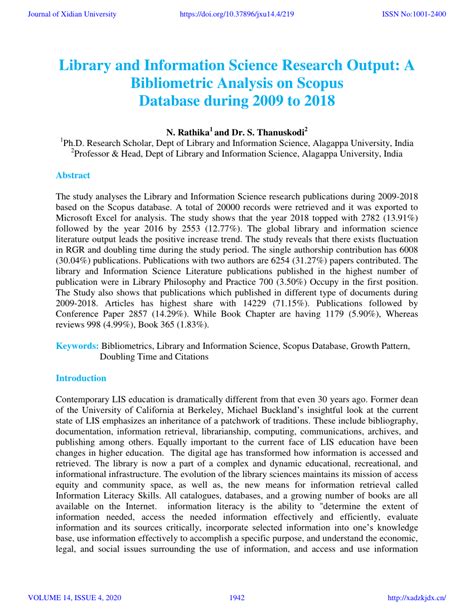 Pdf Library And Information Science Research Output A Bibliometric