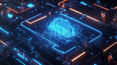 Cloud Computing Logo With Particle Ring Circle Rotation On Futuristic Abstract Background With