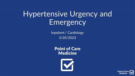 Hypertensive Urgency And Emergency Inpatient Workup Differential