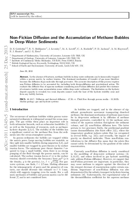 Pdf Non Fickian Diffusion And The Accumulation Of Methane Bubbles In