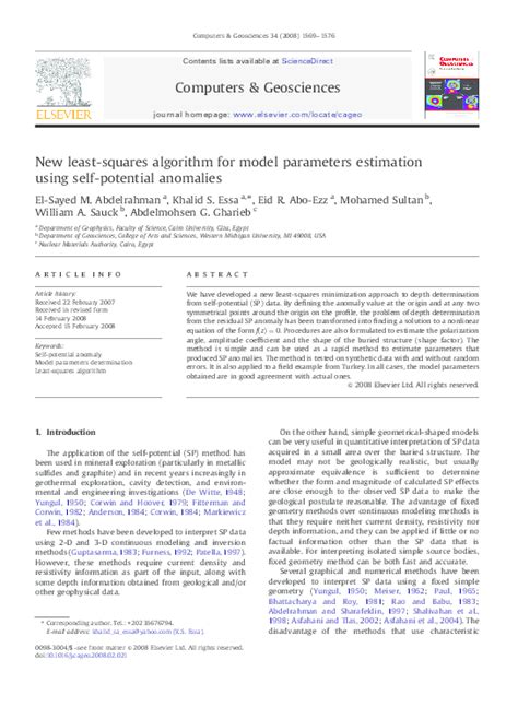 Pdf New Least Squares Algorithm For Model Parameters Estimation Using