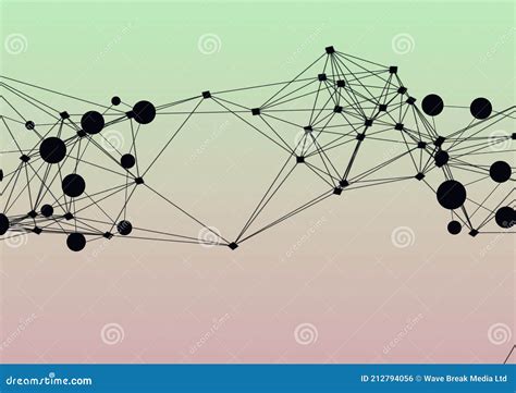Network Of Connections Against Green And Pink Gradient Background Stock Illustration
