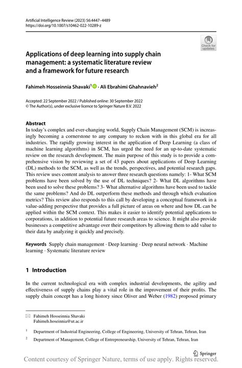 Applications Of Deep Learning Into Supply Chain Management A