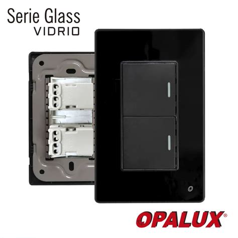 Interruptor Doble Opalux Serie Cristal Color Negro Opalux Life