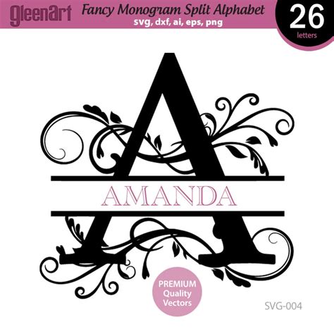 Split Monogram Svg Monogram Svg Split Letter Svg Split Monogram Cuttable Svg Monogram