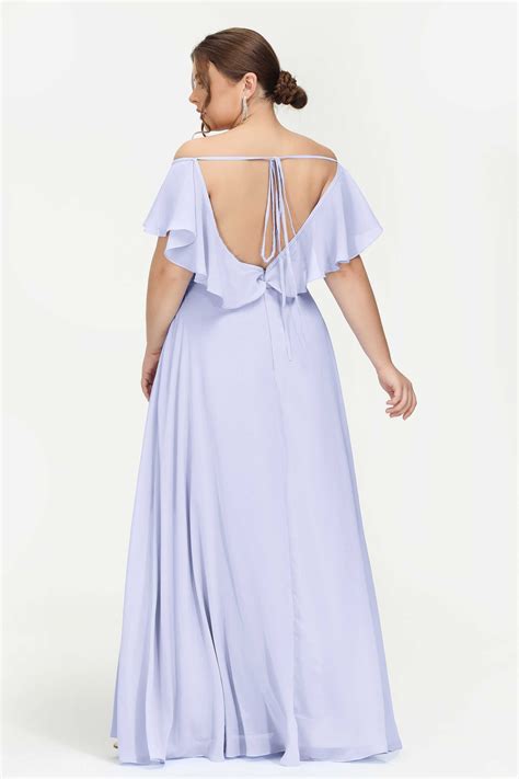 Flutter Sleeves Sexy Maxi Chiffon Plus Size Dress Duntery