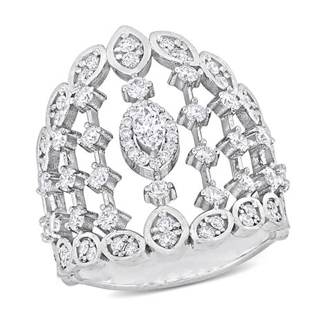 120 Ct Tw Diamond Multi Row Column Leaf Edge Ring In 14k White Gold Peoples Jewellers