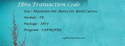 JB SAP Tcode For Maintain Int Rates For Yield Curves