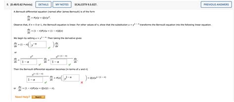 Solved A Bernoulli Differential Equation Named After James