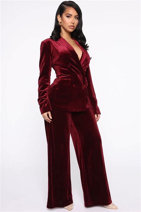 Touchy Subject Velvet Suit Set Burgundy Fashion Nova Fashion Fall Fashion Outfits Velvet