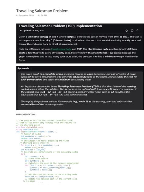 Travelling Salesman Problem Pdf Computational Problems