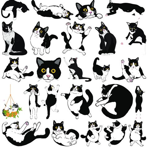 Tuxedo Cat Svg Bundle Tuxedo Cat Vector Black Cat Svg Tuxedo Cat Clipart Peeking Cat Clipart