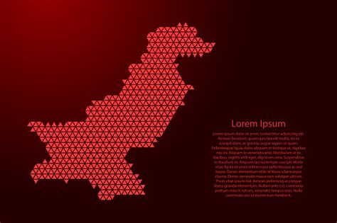 파키스탄 지도 배너 포스터 인사말 카드에 대 한 노드와 패턴 기하학적 배경을 반복 빨간 삼각형에서 추상적 인 회로도 벡터 일러스트입니다 3차원 형태에 대한 스톡 벡터 아트