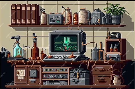 Premium Ai Image Pixel Art Science Lab Chemistry Lab Background In Retro Style For 8 Bit Game