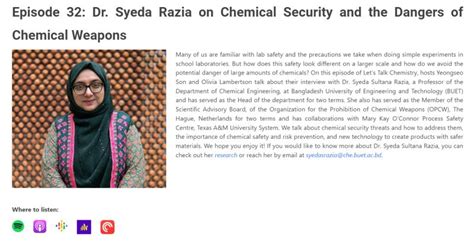 syeda sultana razia on linkedin let s talk chemistry a science podcast by chemtalk has