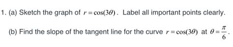 Solved a Sketch the graph of r cos θ Label all Chegg com