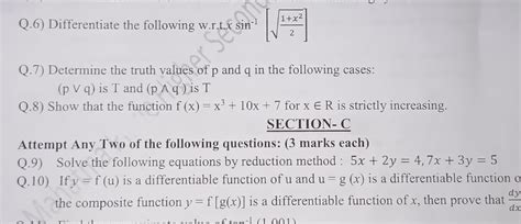q 6 differentiate the following w r t sin { 1 } left[ sqrt { fr