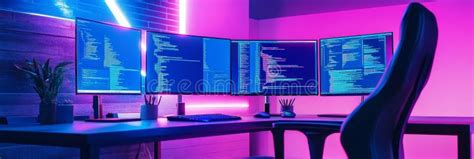 programmers neon workspace coding technology innovation digital future