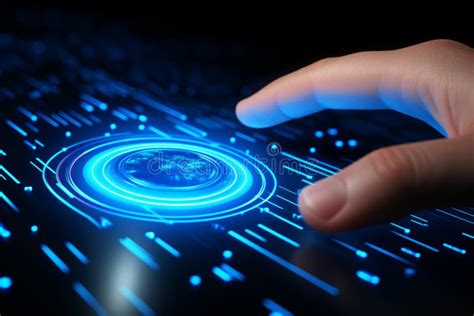 Businessman Fingerprint Scanning And Biometric Authentication On Touch Screen Interface