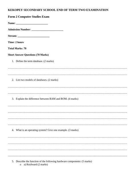 Form Two Pdf
