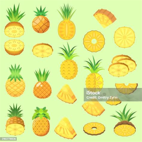 세트 추상 컬렉션 요소 과일 음식 파인애플 벡터 디자인 스타일 배경 일러스트 레이 션 텍스처 인쇄 직물 의류 선물 포장 벽지 파스텔 0명에 대한 스톡 벡터 아트 및 기타