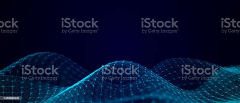 인터레이스 포인트와 라인의 물결 추상적 배경입니다 기술 스타일 빅 데이터 3d 렌더링 A 라인에 대한 스톡 사진 및 기타 이미지