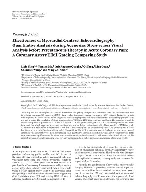 Pdf Effectiveness Of Myocardial Contrast Echocardiography Quantitative Analysis During
