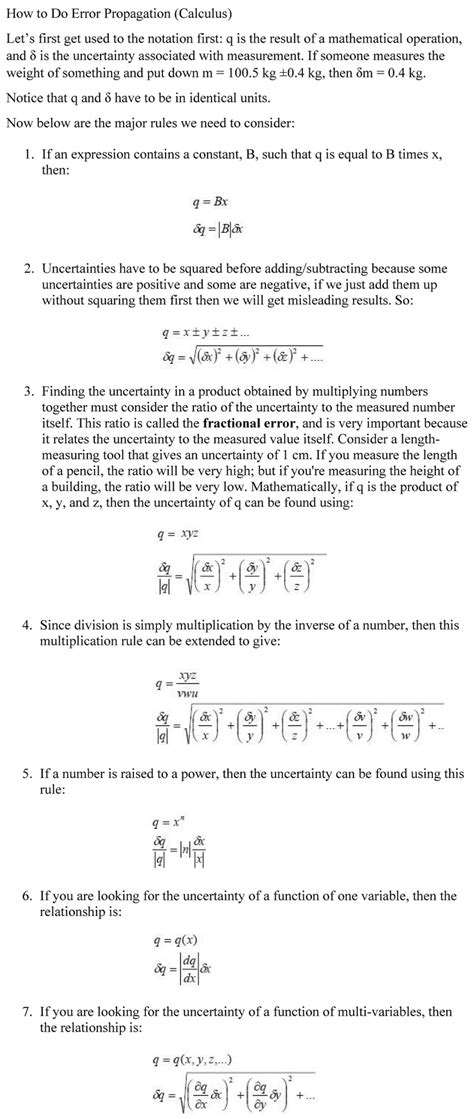 How To Do Error Propagation Calculus At Home Tutoring Services