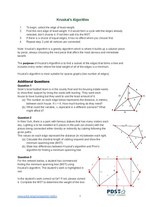 Kruskals Algorithms Alguns Exercícios Sobre O Algoritmo De Kruskal