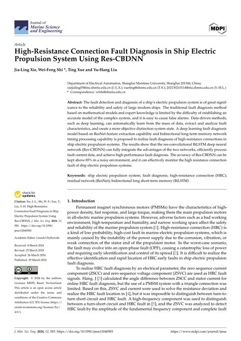 Pdf High Resistance Connection Fault Diagnosis In Ship Electric Propulsion System Using Res Cbdnn