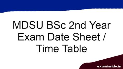 MDSU BSc nd Year Exam Date यह दख टइम टबल
